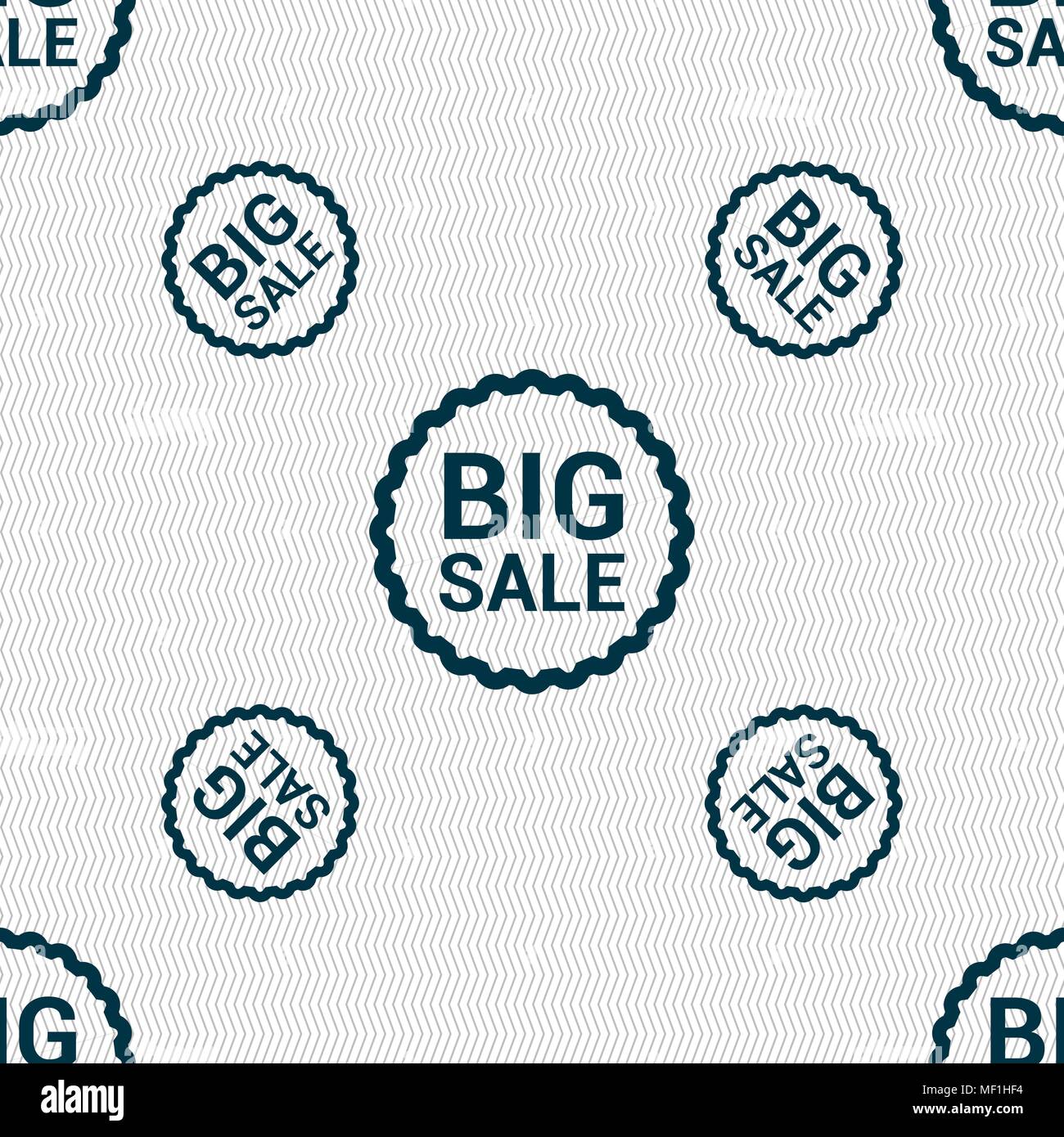 Big sale icon sign. Seamless pattern with geometric texture. Vector ...