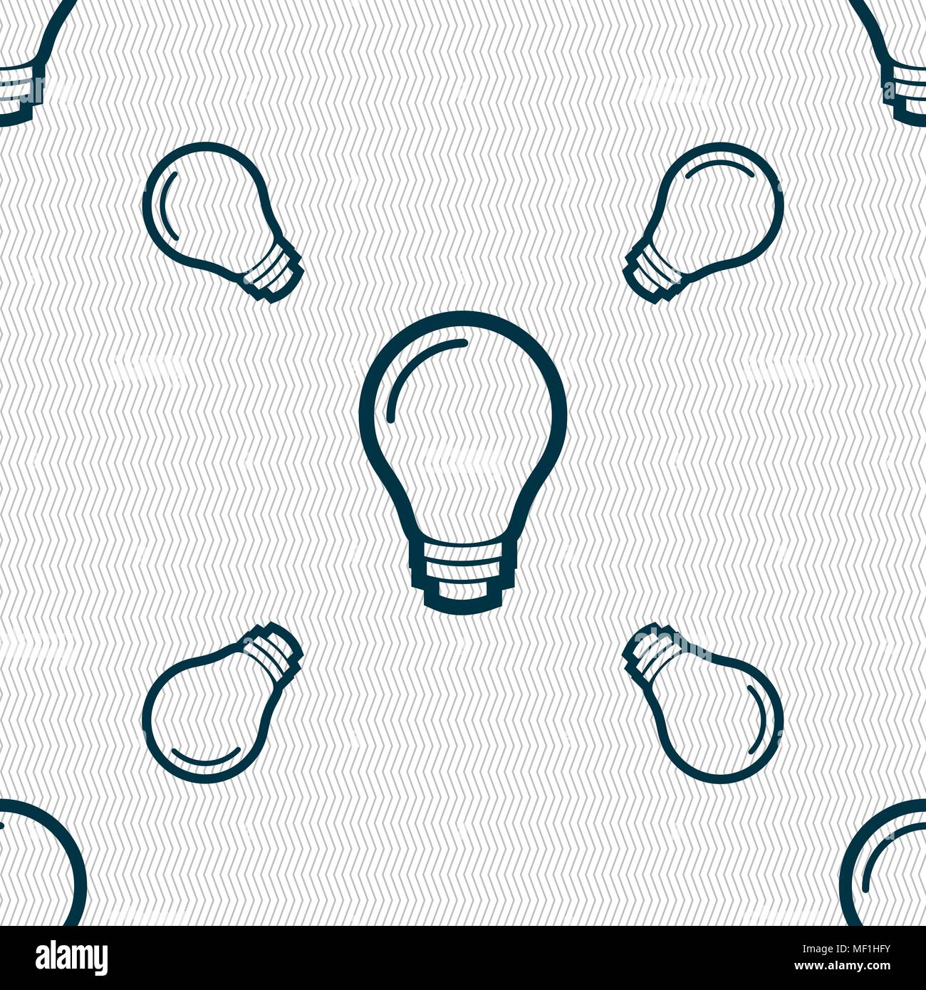 Light bulb icon sign. Seamless pattern with geometric texture. Vector ...