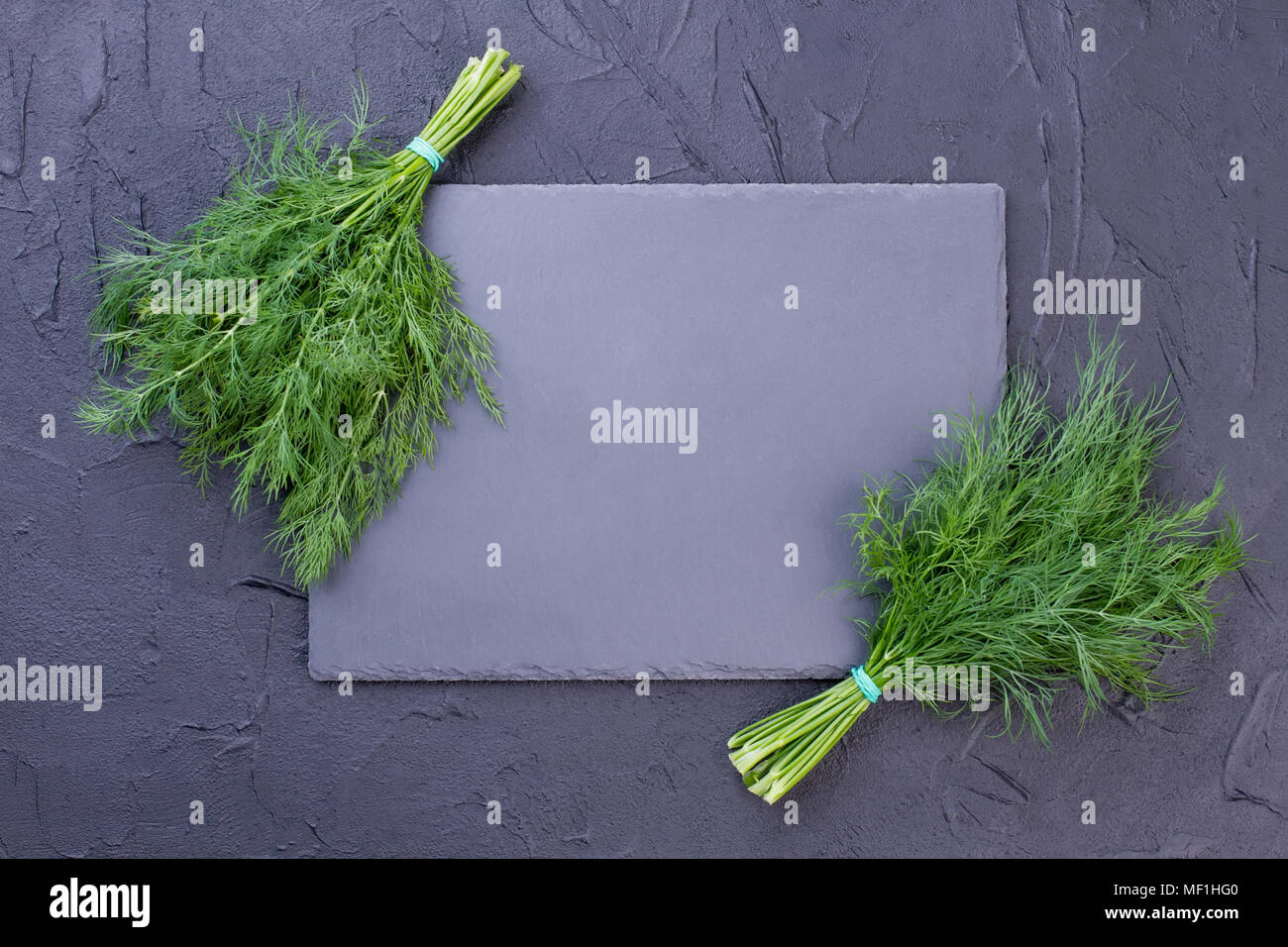 Bunches of fresh fennel, top view Stock Photo - Alamy