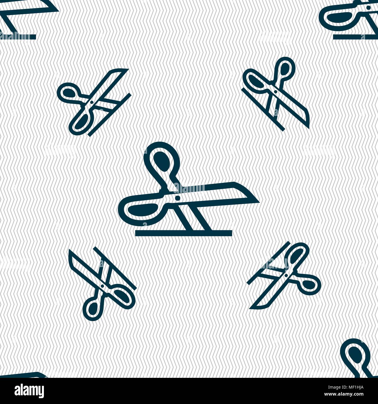 scissors icon sign. Seamless pattern with geometric texture. Vector ...