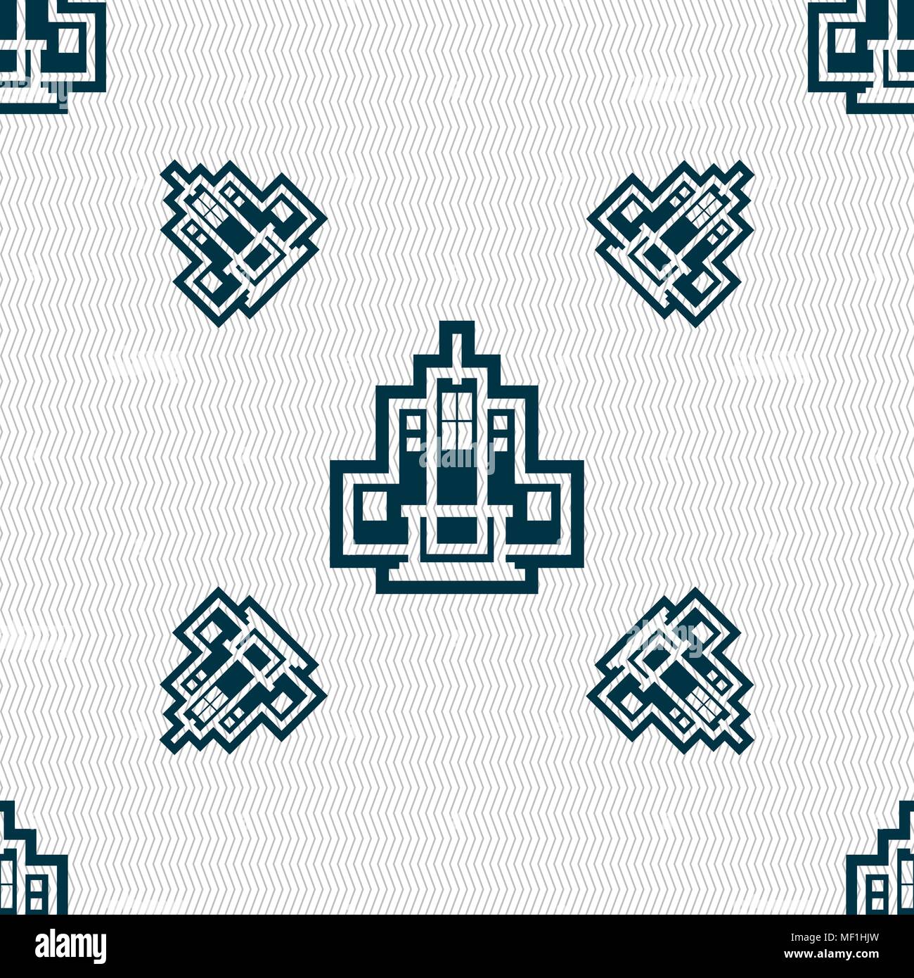 skyscraper icon sign. Seamless pattern with geometric texture. Vector ...