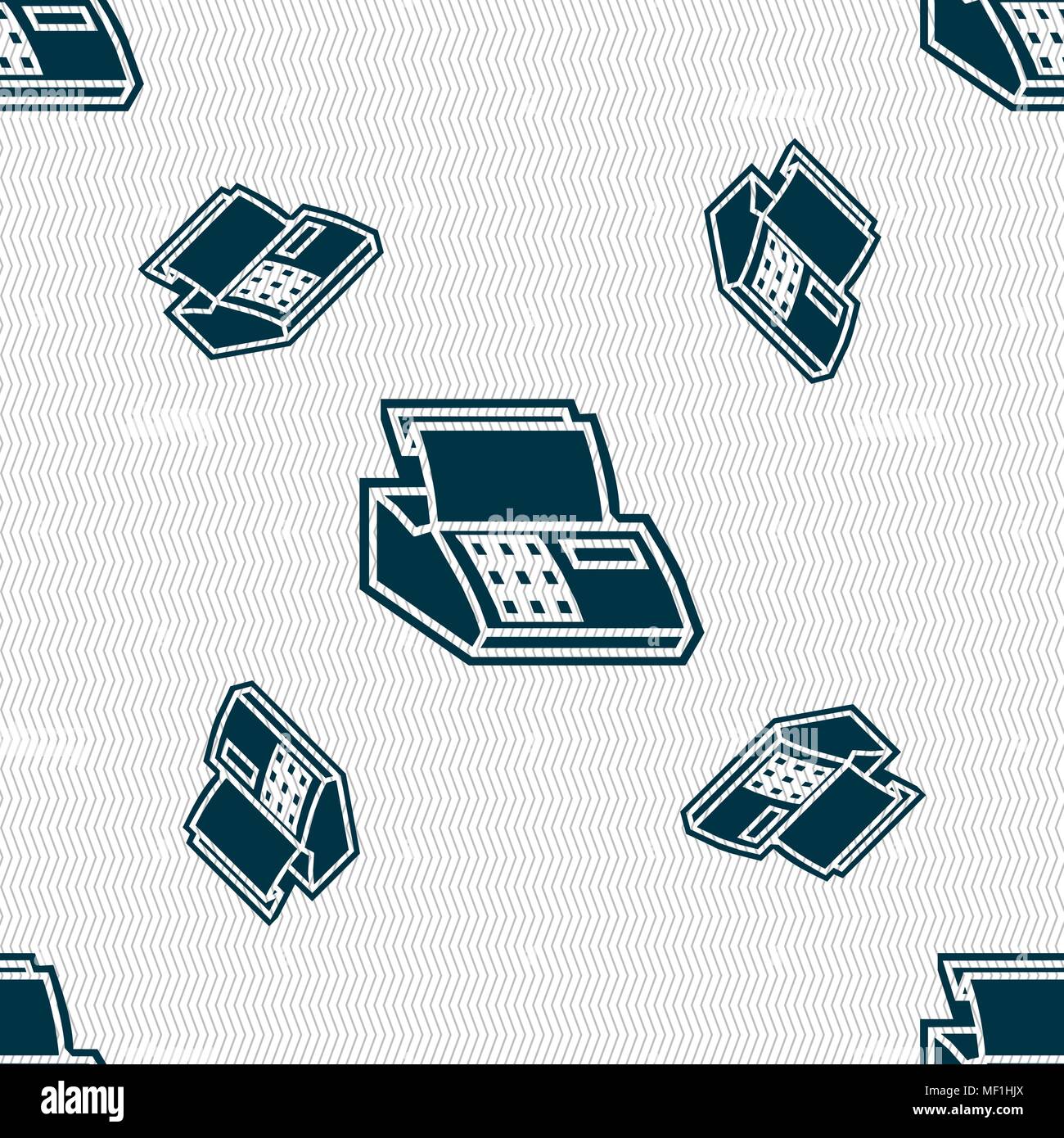 Cash register machine icon sign. Seamless pattern with geometric ...