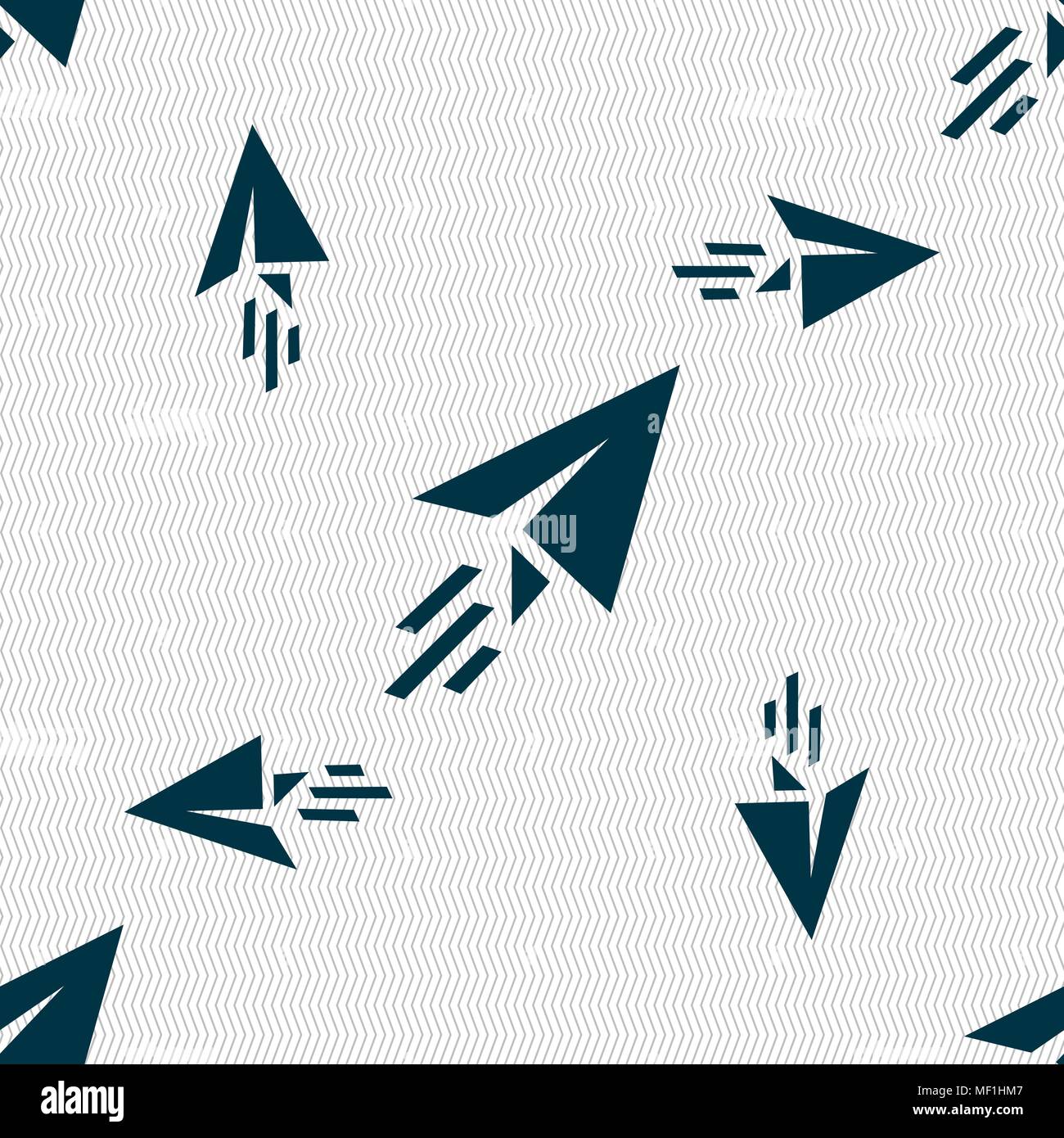 Paper airplane icon sign. Seamless pattern with geometric texture ...