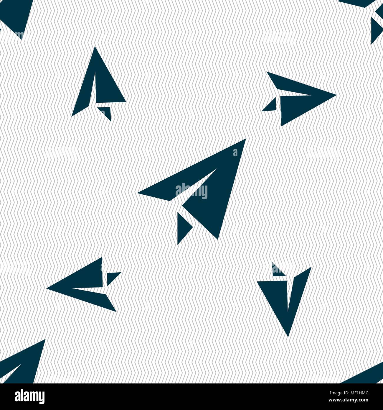 Paper airplane icon sign. Seamless pattern with geometric texture ...