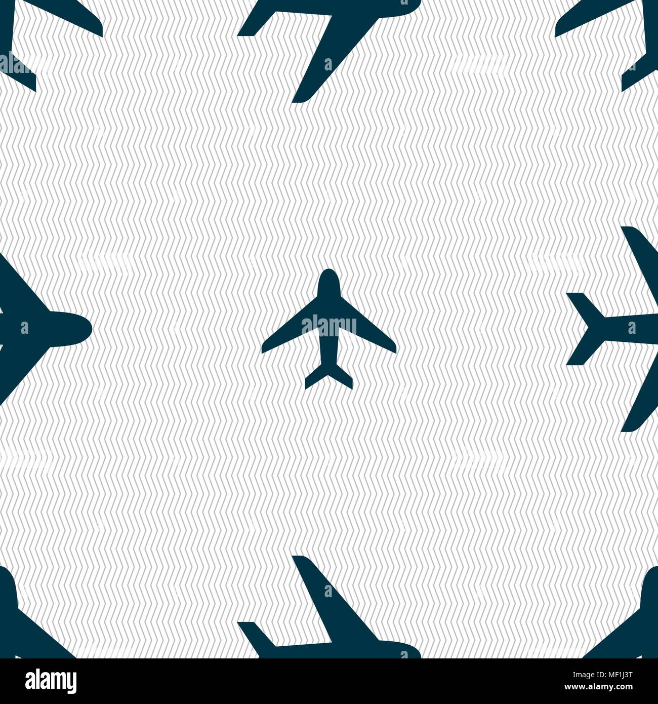 Plane icon sign. Seamless pattern with geometric texture. Vector ...