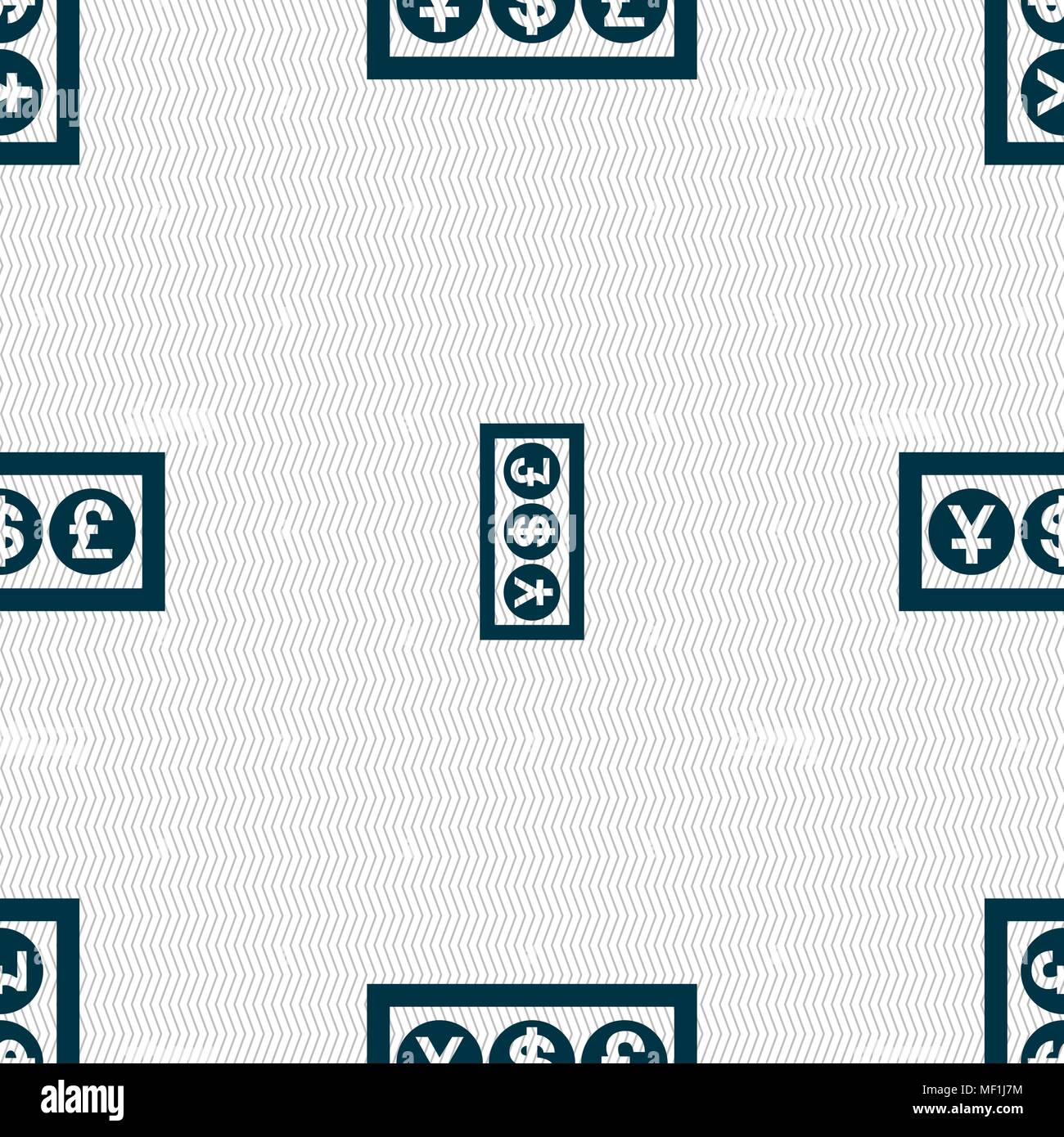 Cash currency icon sign. Seamless pattern with geometric texture ...