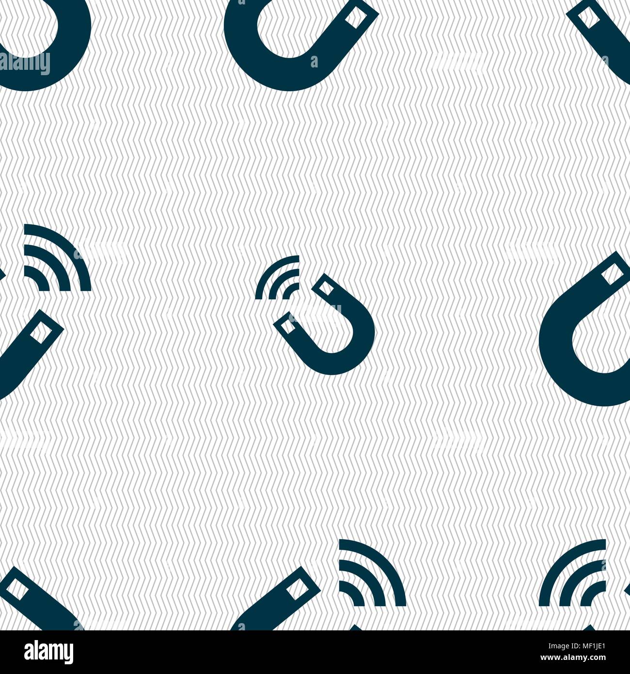 Magnet icon sign. Seamless pattern with geometric texture. Vector ...