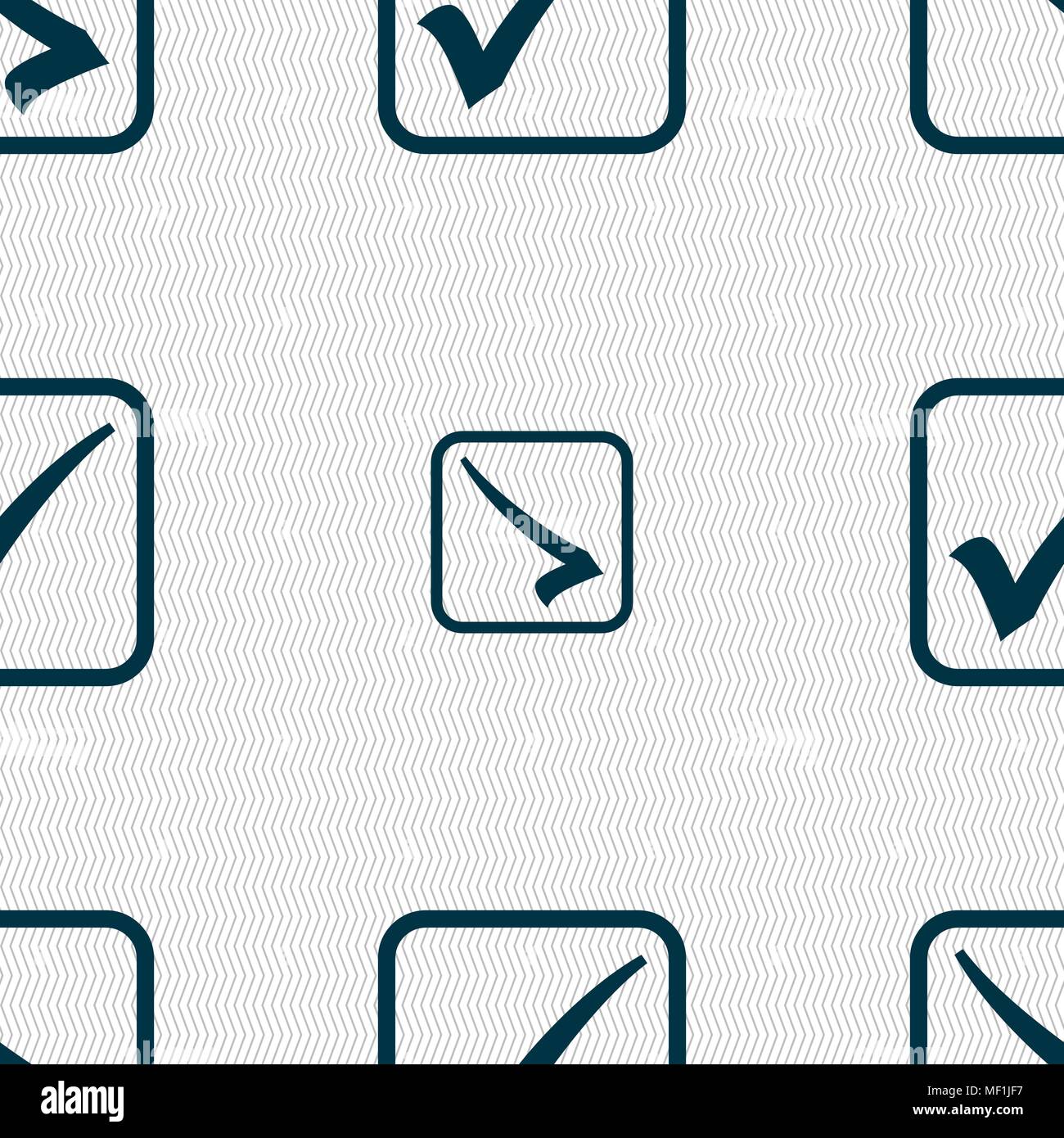 A check mark icon sign. Seamless pattern with geometric texture. Vector ...