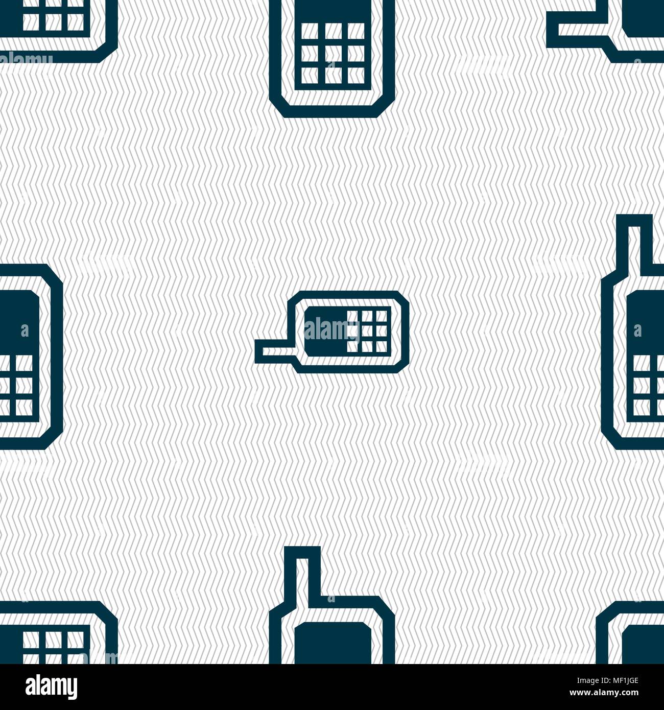 Mobile phone icon sign. Seamless pattern with geometric texture. Vector ...