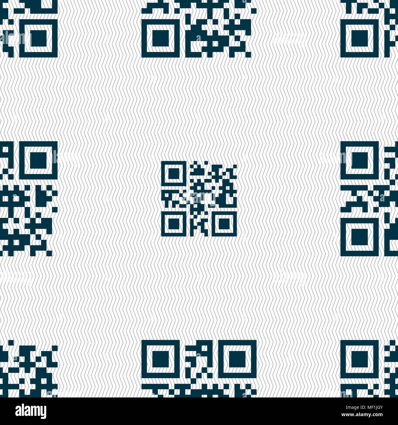 Qr code icon sign. Seamless pattern with geometric texture. Vector ...