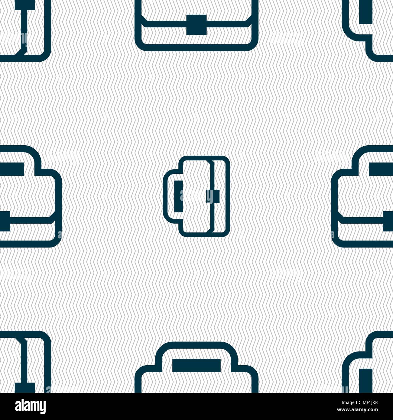 Briefcase icon sign. Seamless pattern with geometric texture. Vector ...