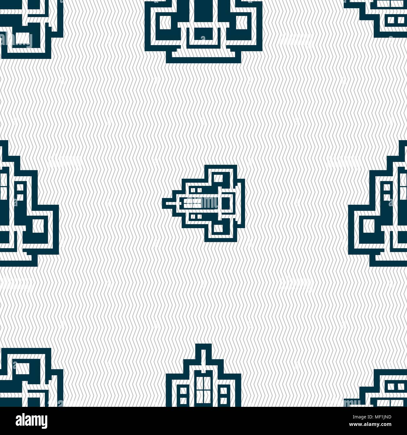 skyscraper icon sign. Seamless pattern with geometric texture. Vector ...