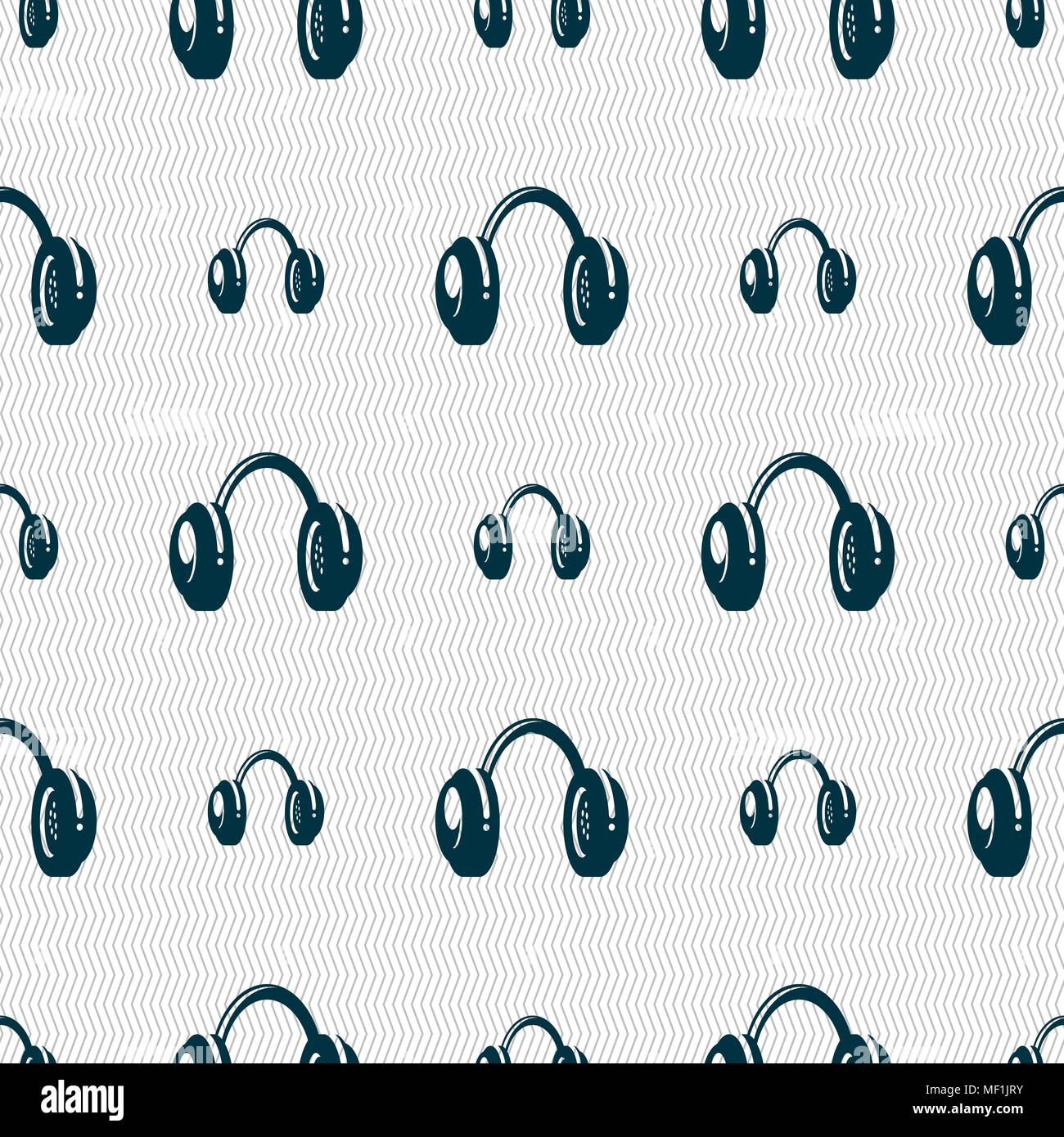 headsets icon sign. Seamless pattern with geometric texture. Vector ...