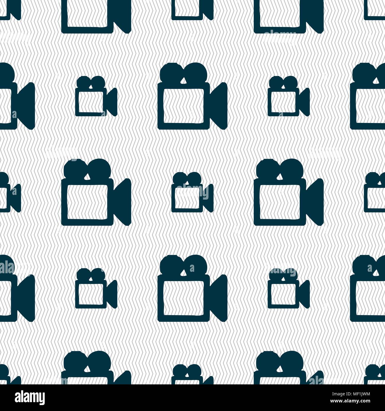 camcorder icon sign. Seamless pattern with geometric texture. Vector ...