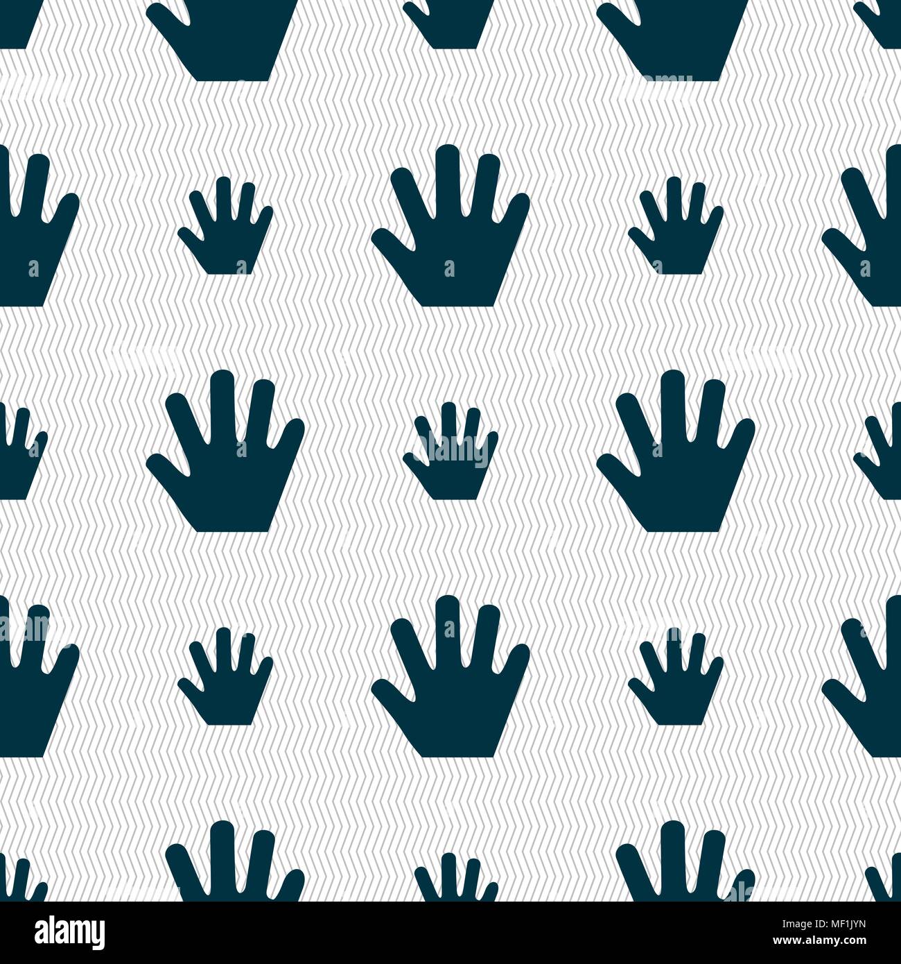 Hand icon sign. Seamless pattern with geometric texture. Vector ...