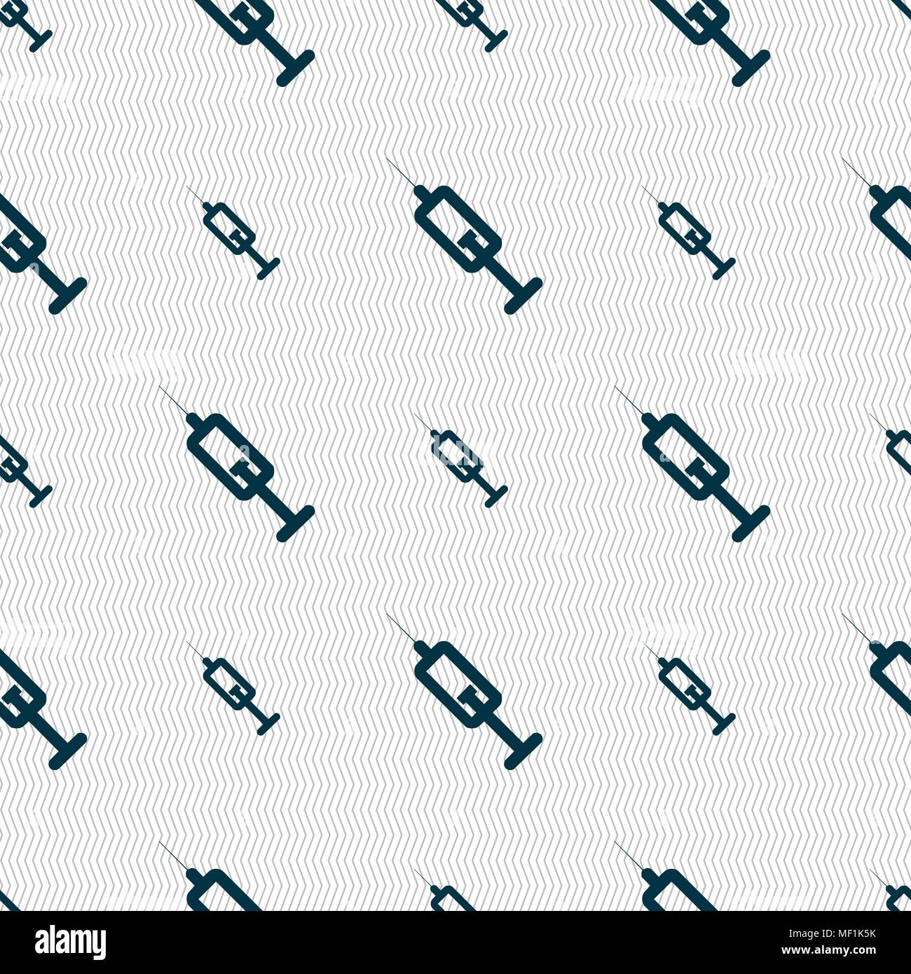 syringe icon sign. Seamless pattern with geometric texture. Vector ...