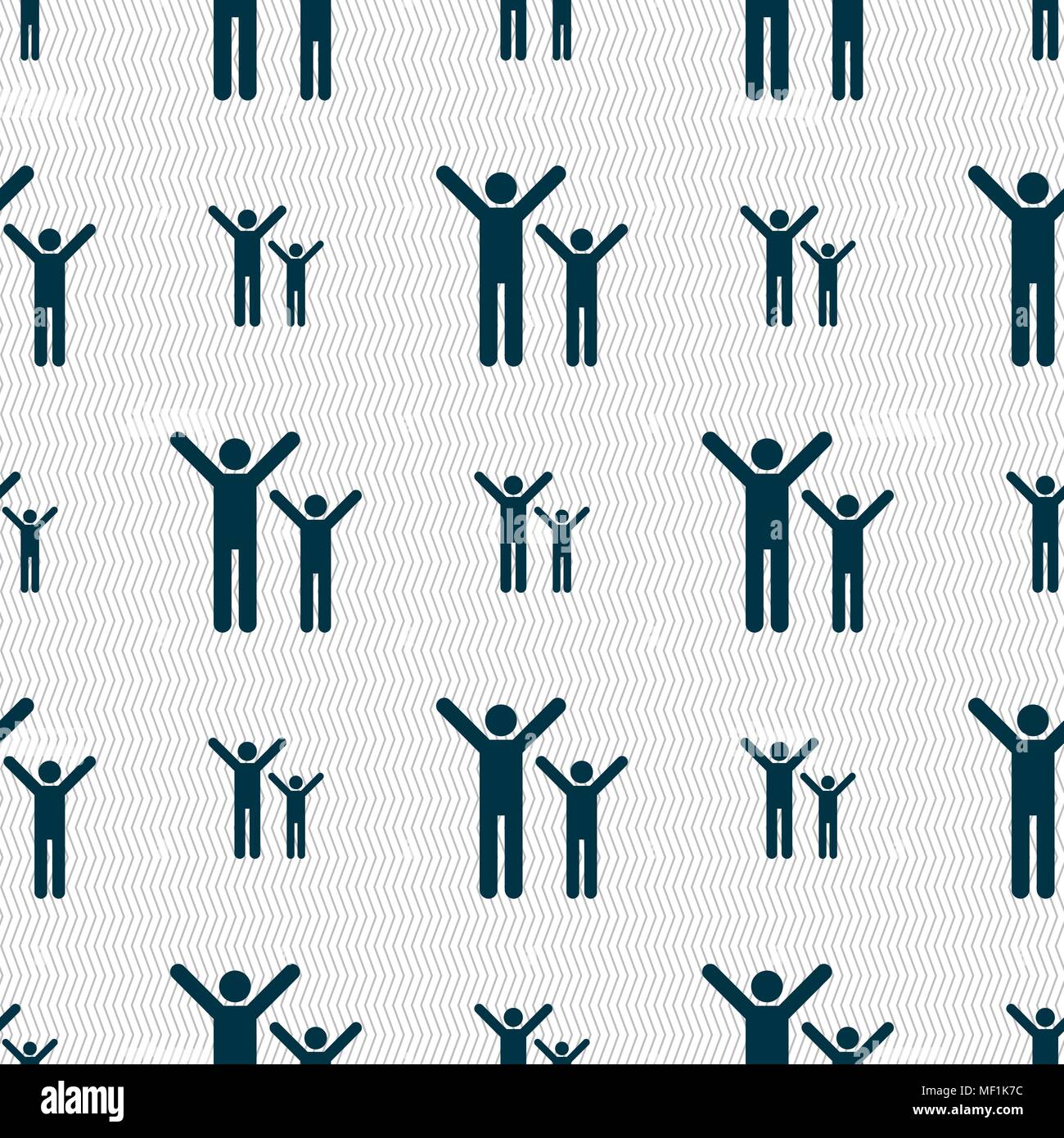 happy family icon sign. Seamless pattern with geometric texture. Vector ...