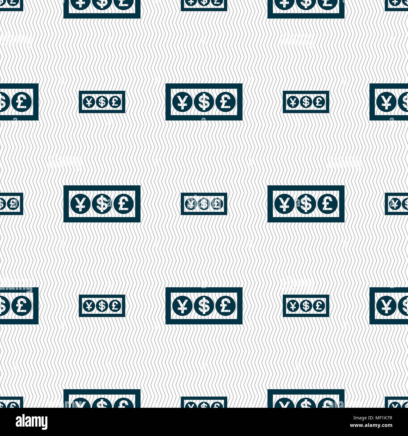 Cash currency icon sign. Seamless pattern with geometric texture ...