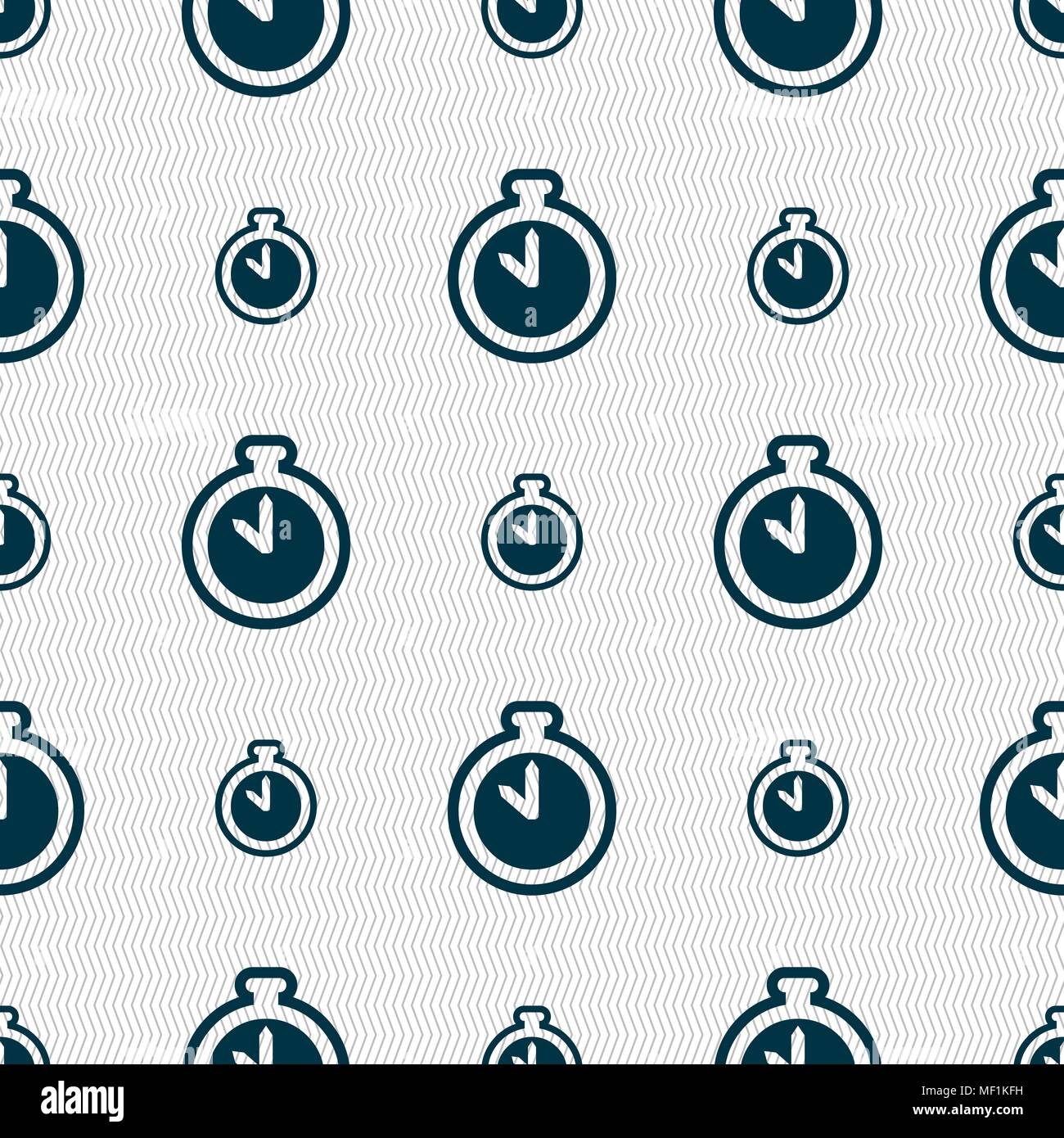 The stopwatch icon sign. Seamless pattern with geometric texture ...