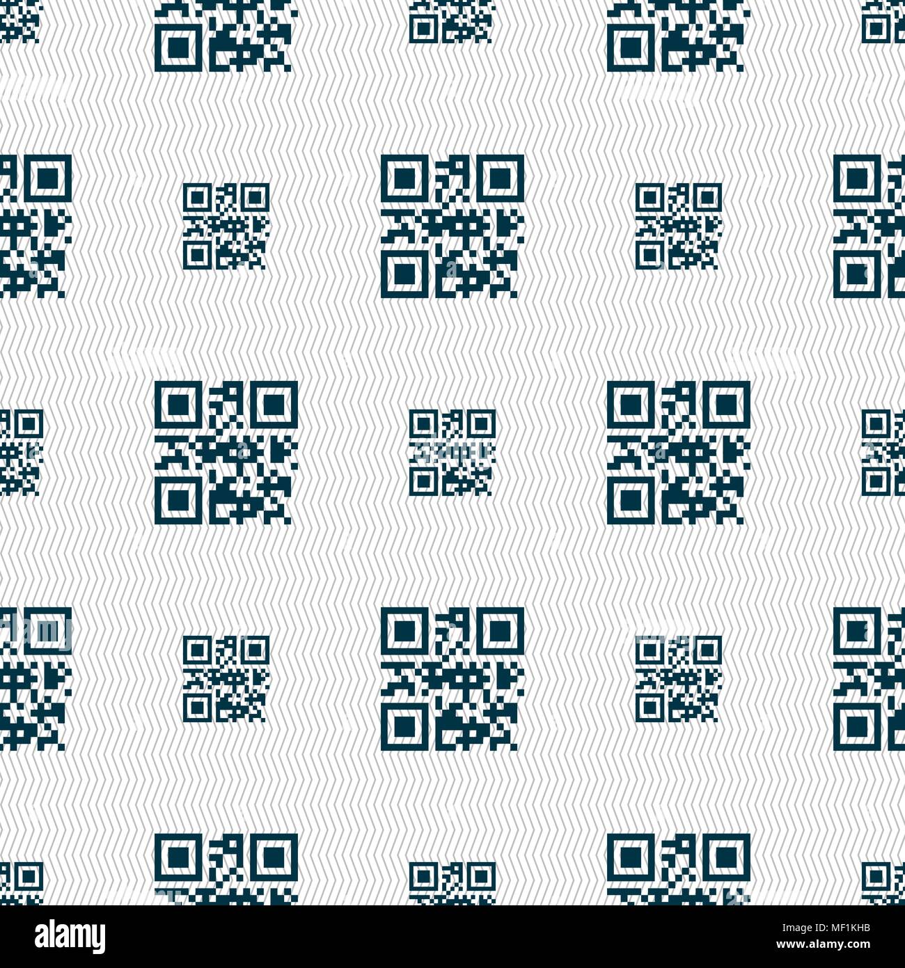 Qr code icon sign. Seamless pattern with geometric texture. Vector ...