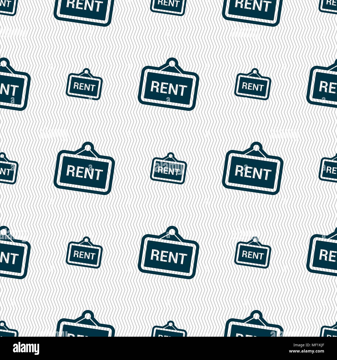 Rent icon sign. Seamless pattern with geometric texture. Vector ...
