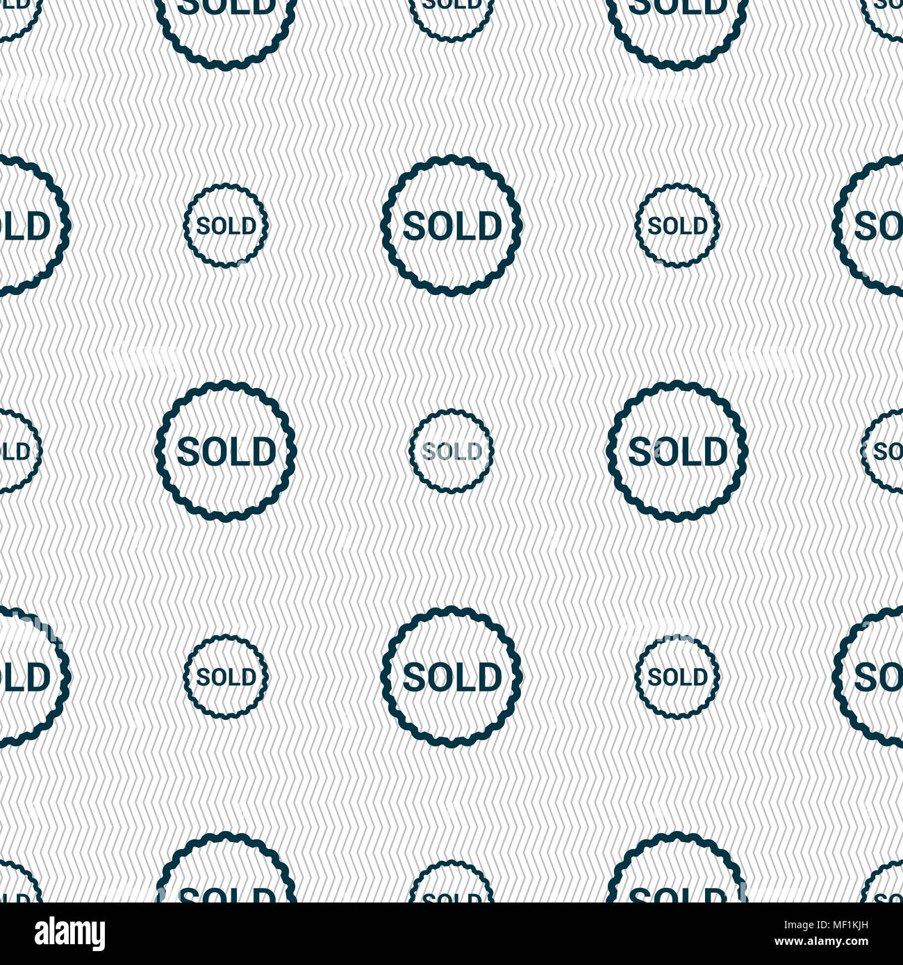 Sold icon sign. Seamless pattern with geometric texture. Vector ...