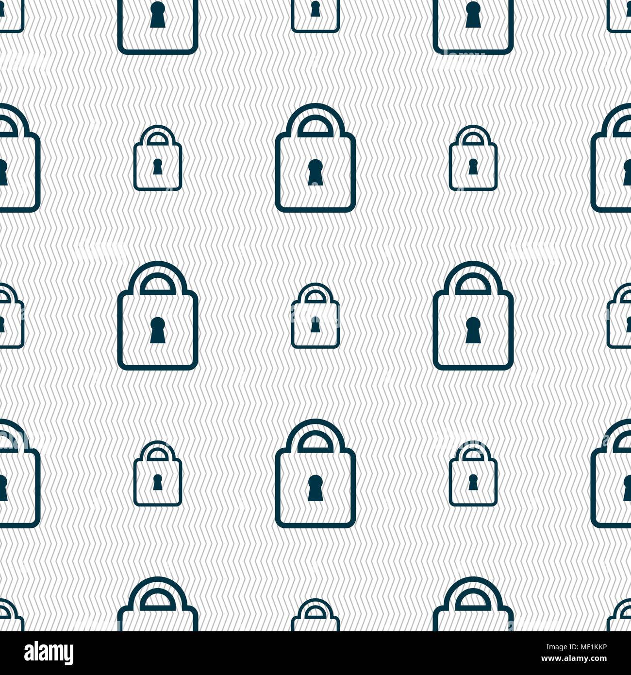 Lock icon sign. Seamless pattern with geometric texture. Vector ...