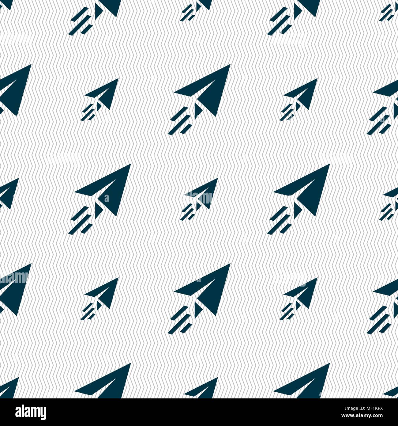 Paper airplane icon sign. Seamless pattern with geometric texture ...