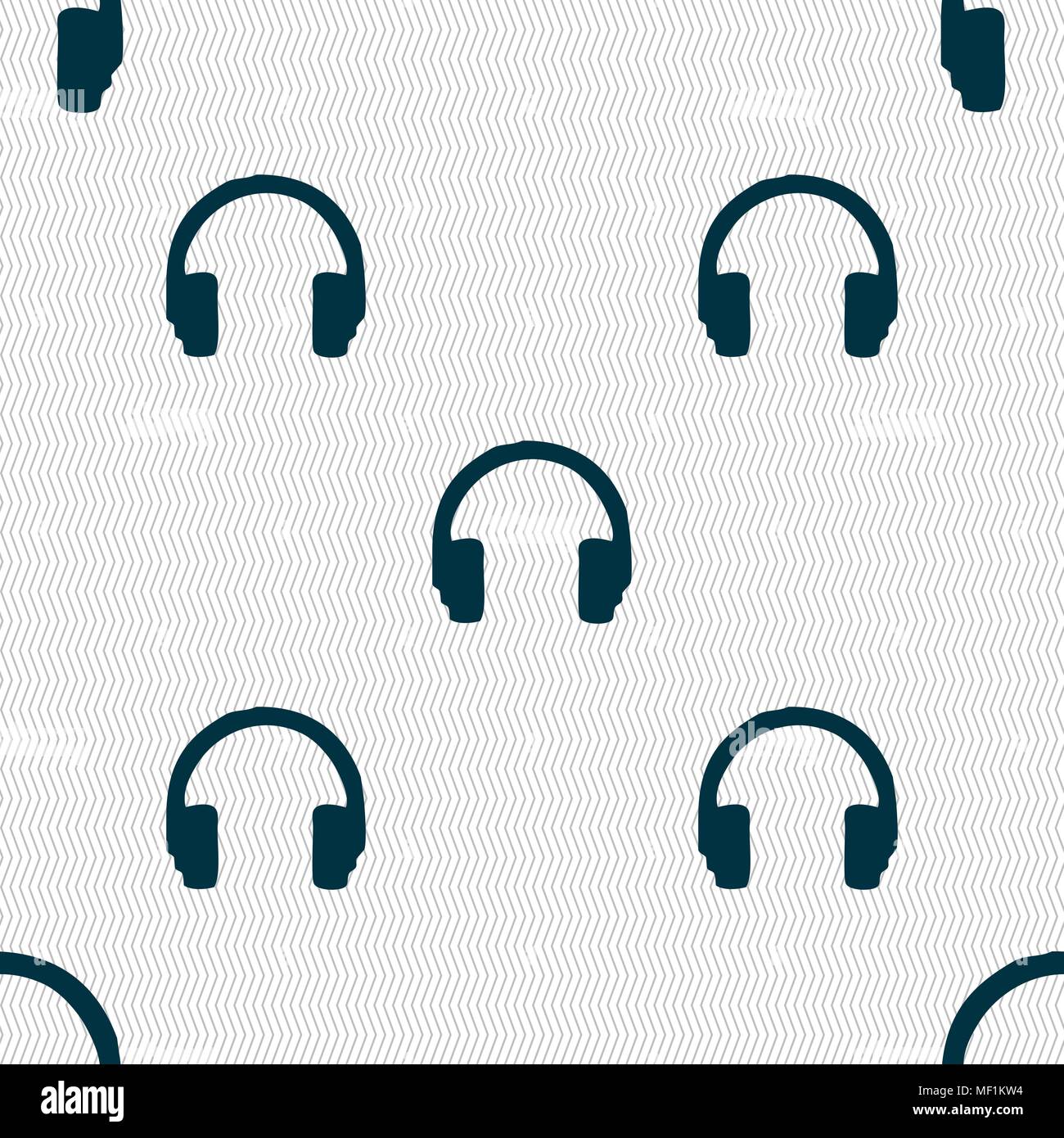 headsets icon sign. Seamless pattern with geometric texture. Vector ...