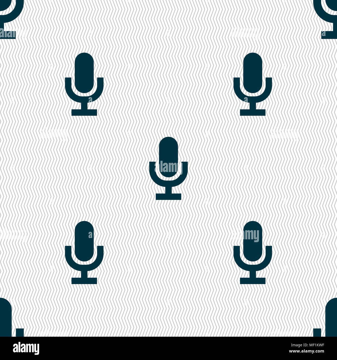 microphone icon sign. Seamless pattern with geometric texture. Vector ...