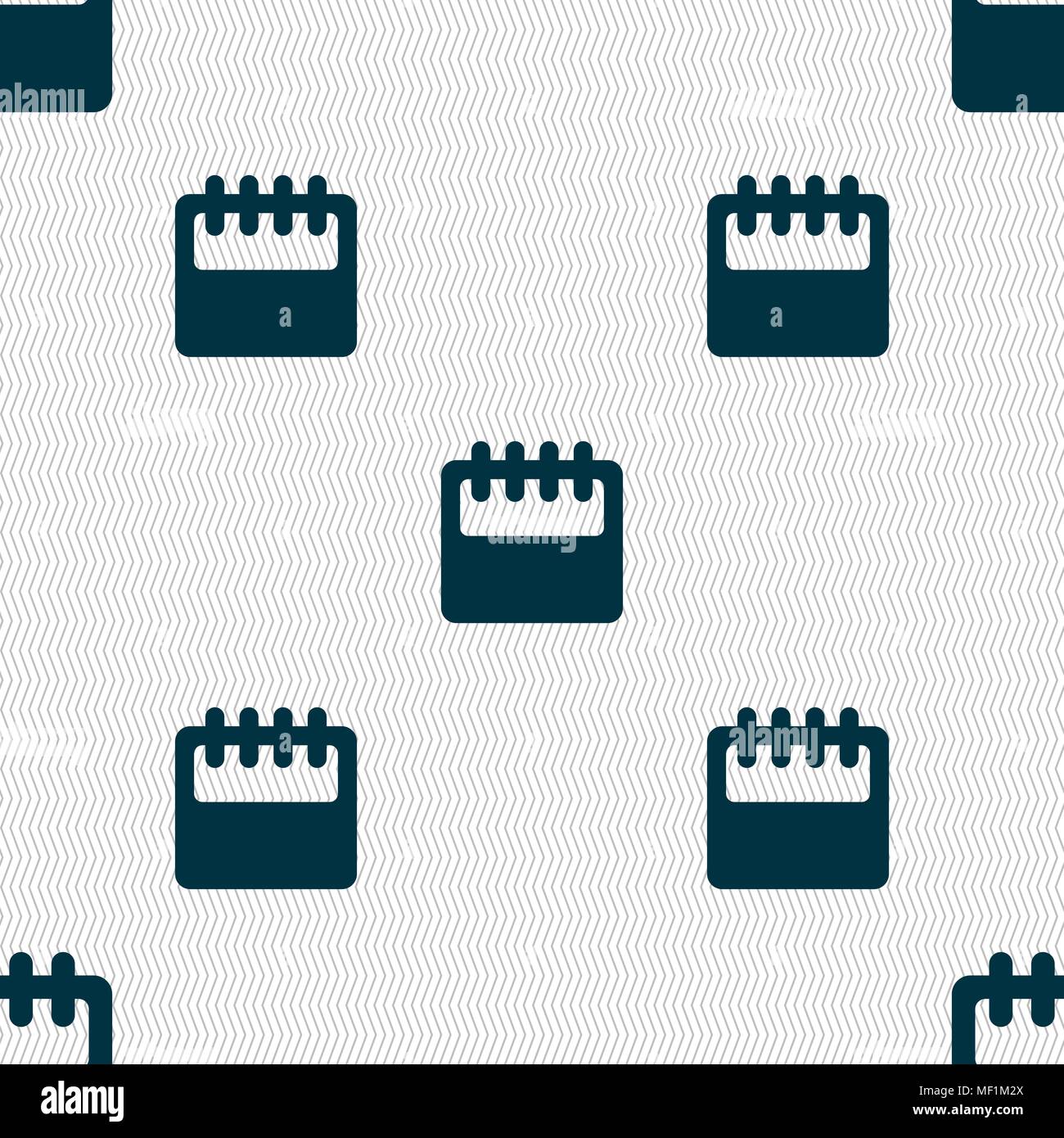 Notepad, calendar icon sign. Seamless pattern with geometric texture ...