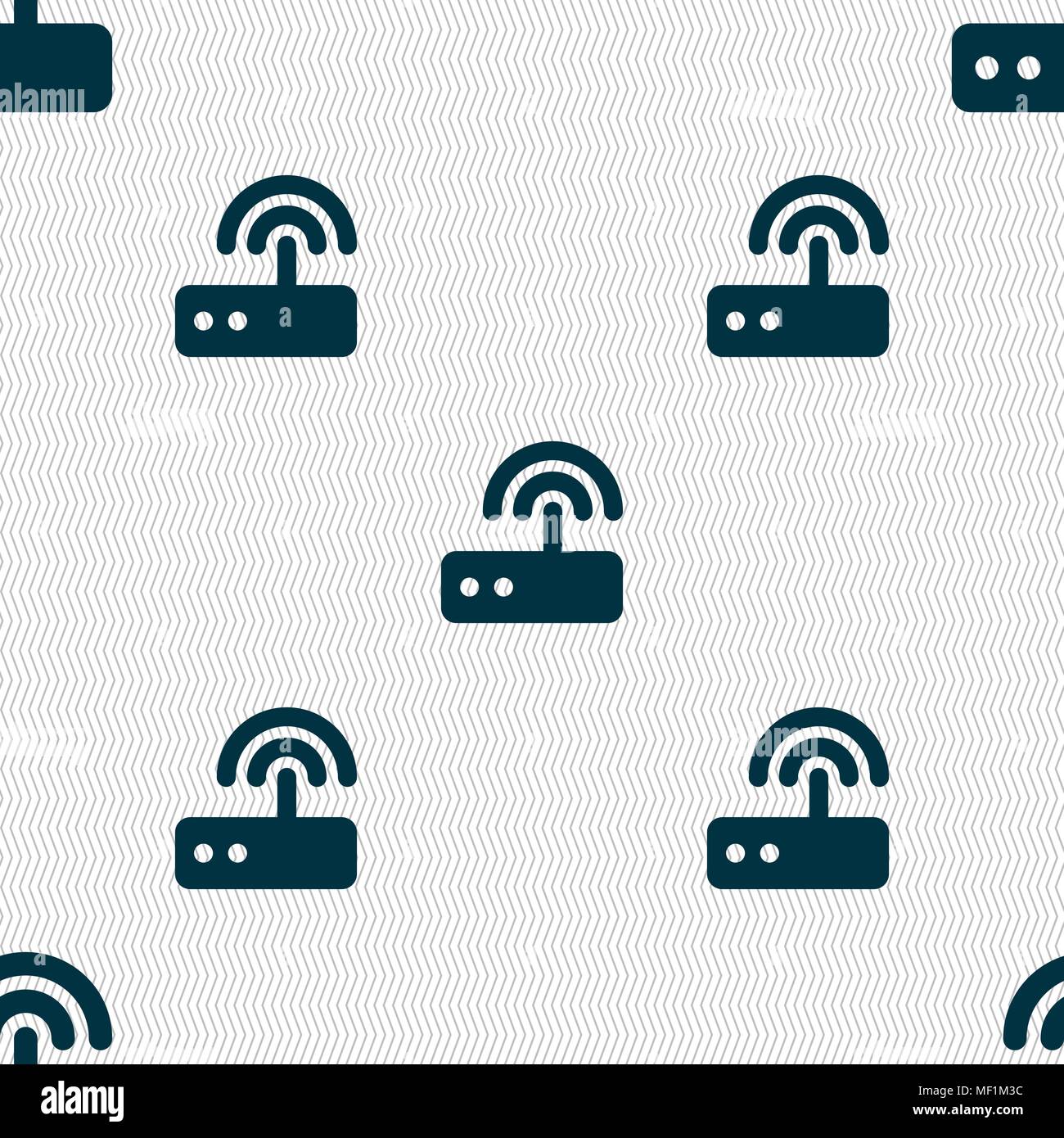 Wi fi router icon sign. Seamless pattern with geometric texture. Vector ...