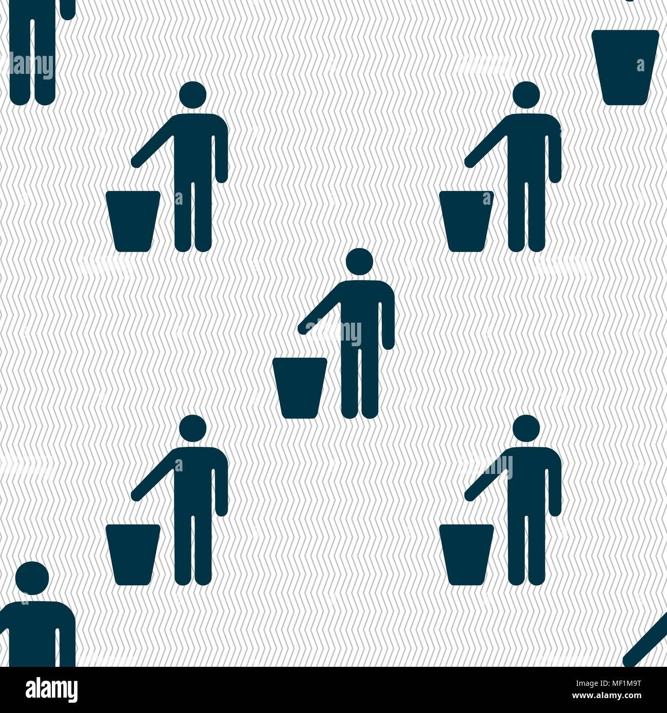 throw away the trash icon sign. Seamless pattern with geometric texture ...