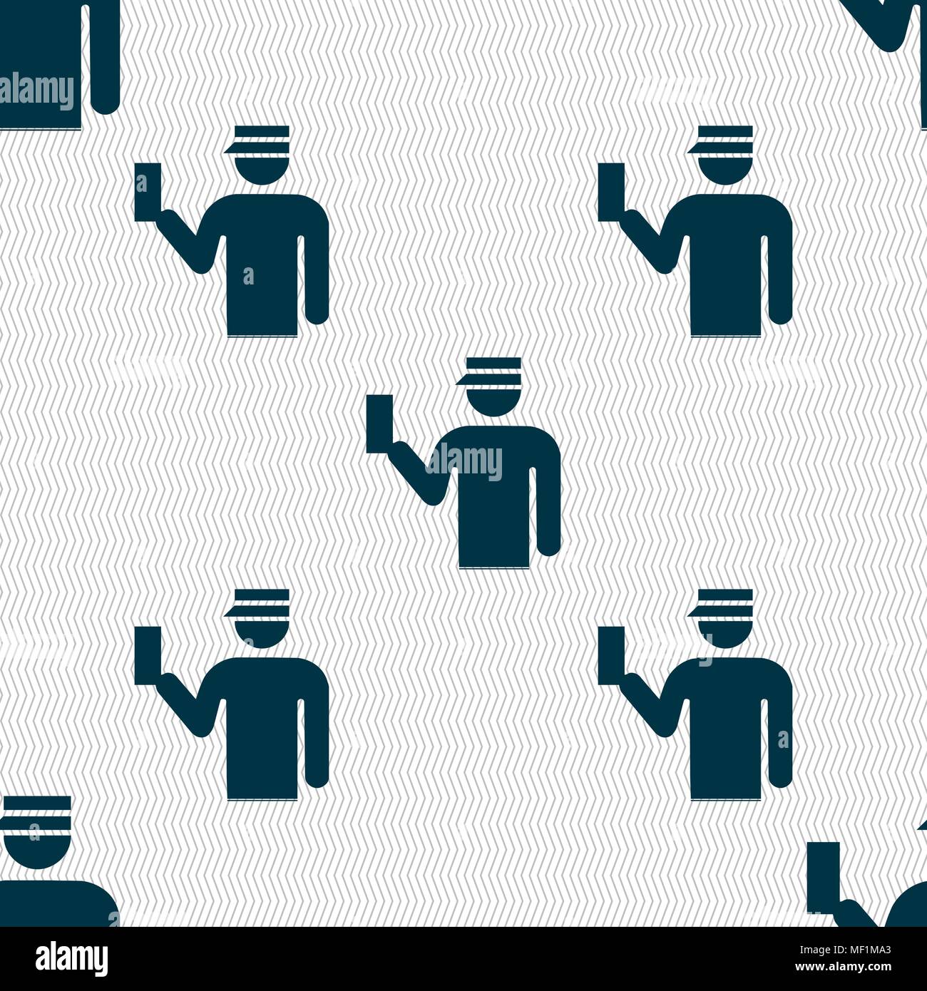 Inspector icon sign. Seamless pattern with geometric texture. Vector ...