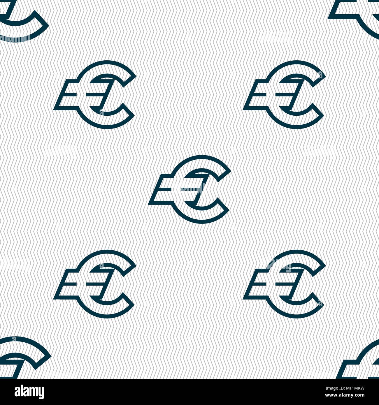 Euro EUR icon sign. Seamless pattern with geometric texture. Vector ...