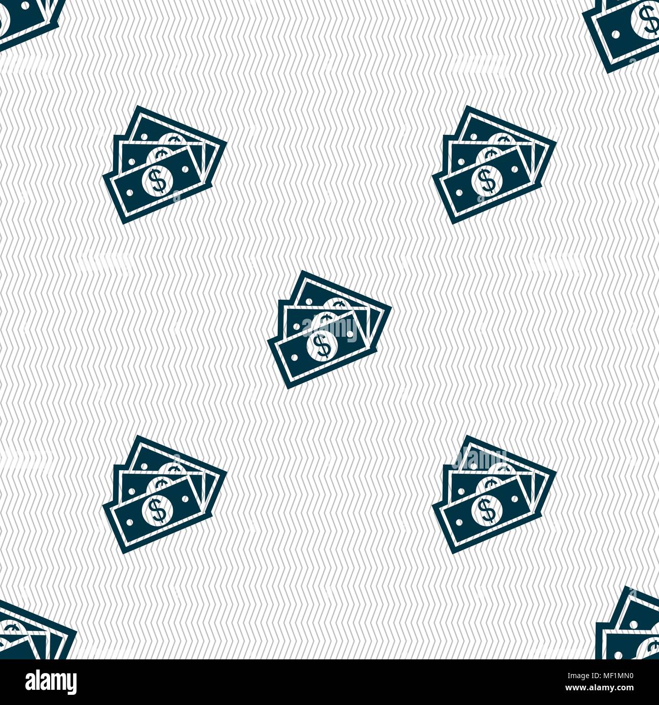 U.s dollar icon sign. Seamless pattern with geometric texture. Vector ...