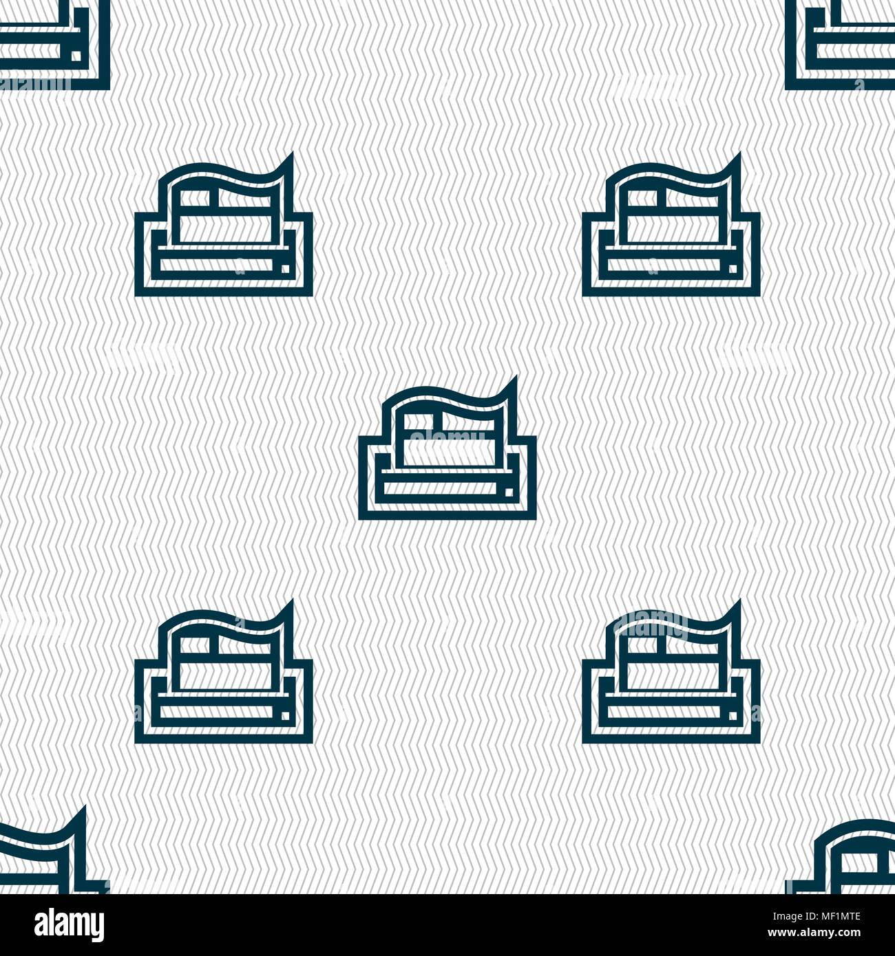 Newspaper icon sign. Seamless pattern with geometric texture. Vector ...