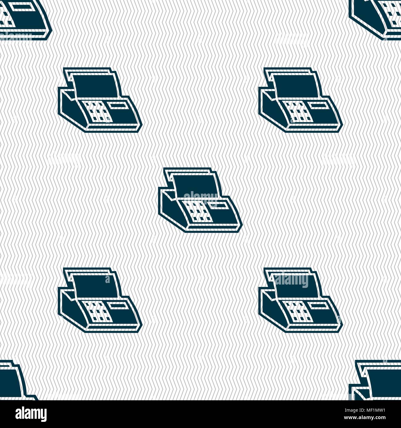 Cash register machine icon sign. Seamless pattern with geometric ...
