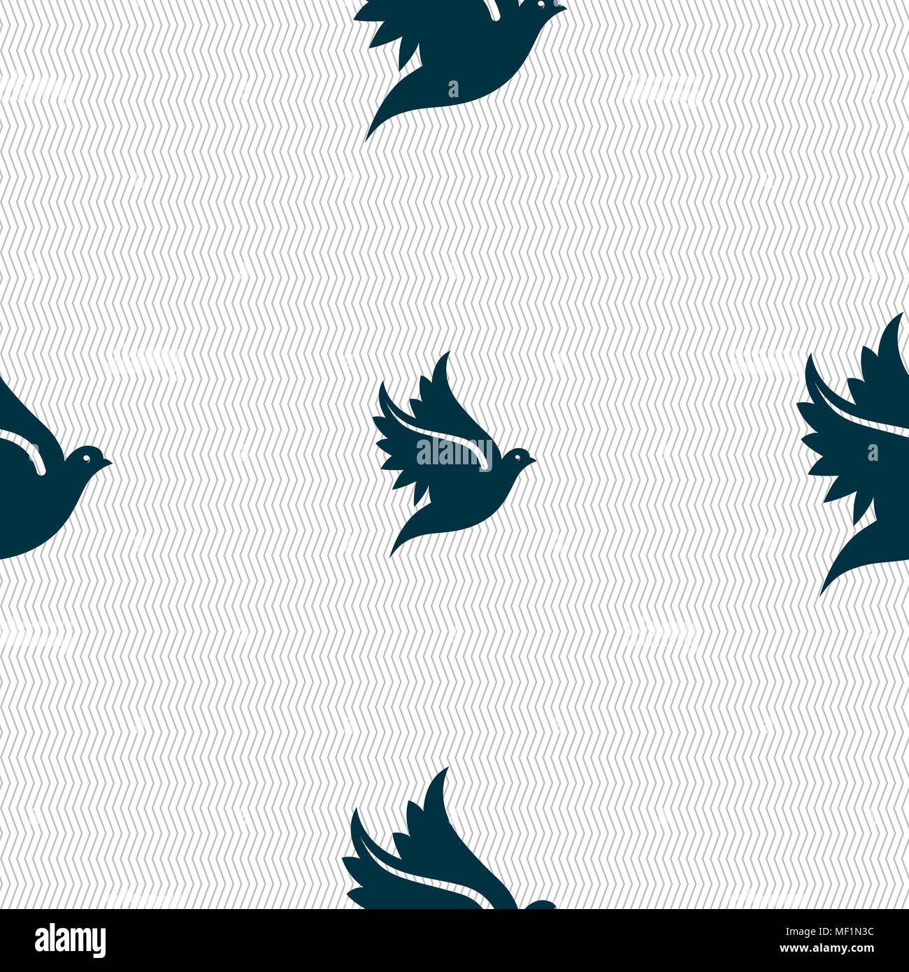 Dove icon sign. Seamless pattern with geometric texture. Vector ...