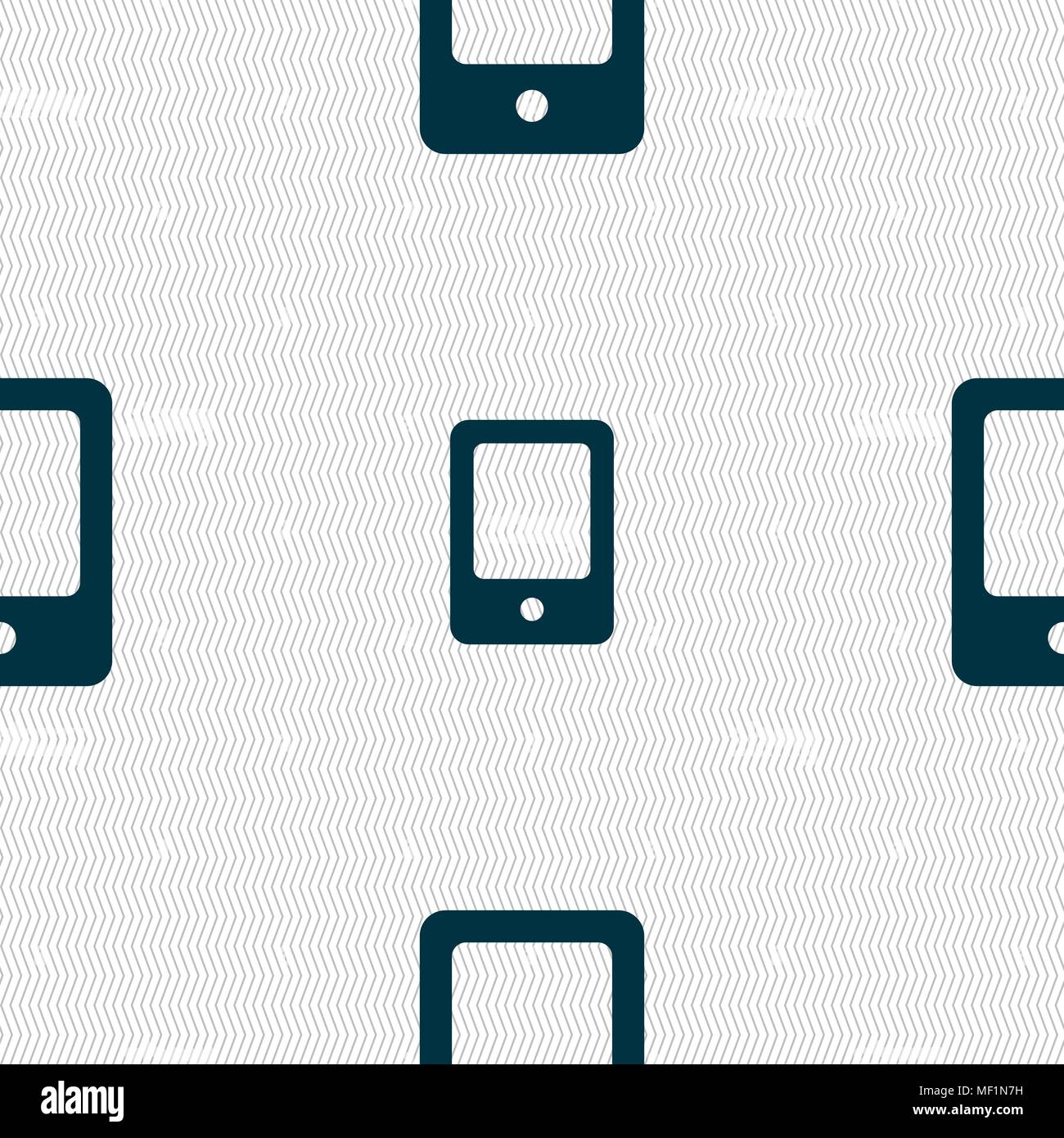 Tablet icon sign. Seamless pattern with geometric texture. Vector ...