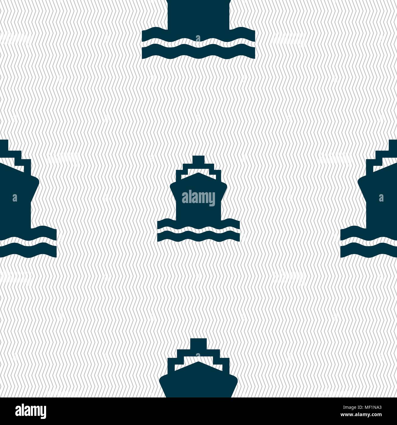 ship icon sign. Seamless pattern with geometric texture. Vector ...