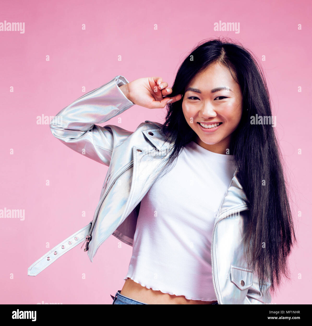 young pretty smiling asian korean girl wearing modern fashion cl Stock ...