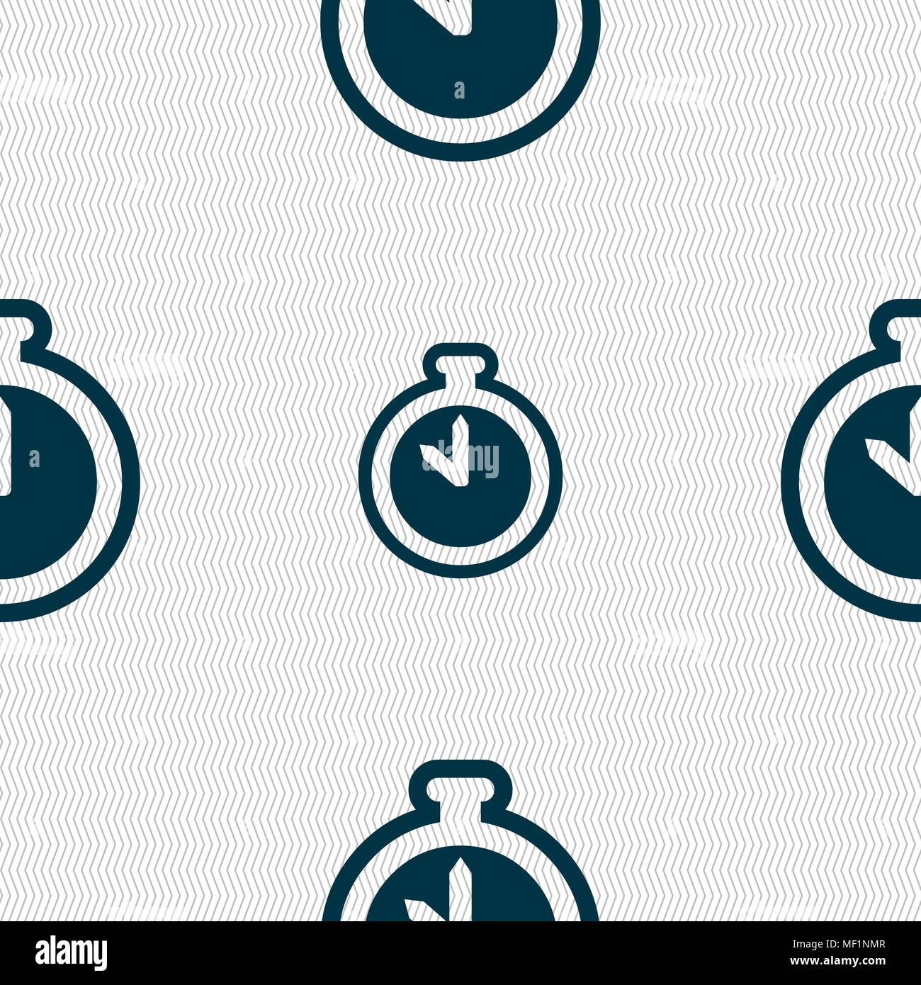 The stopwatch icon sign. Seamless pattern with geometric texture ...