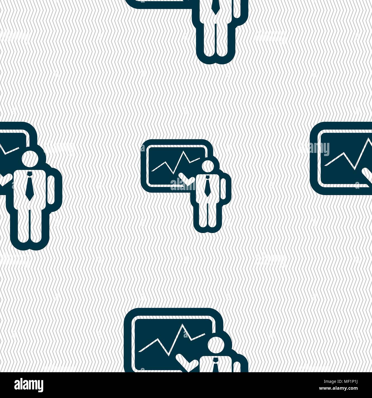 businessman making report icon sign. Seamless pattern with geometric ...