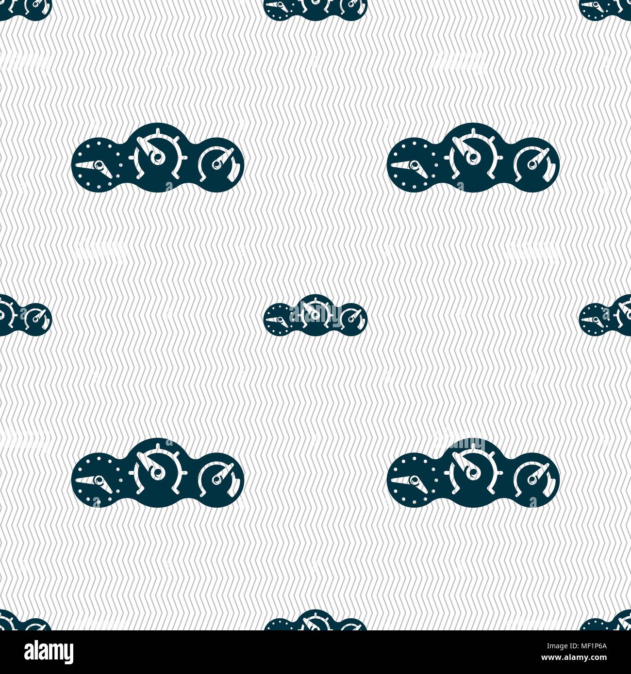 speed, speedometer icon sign. Seamless pattern with geometric texture ...