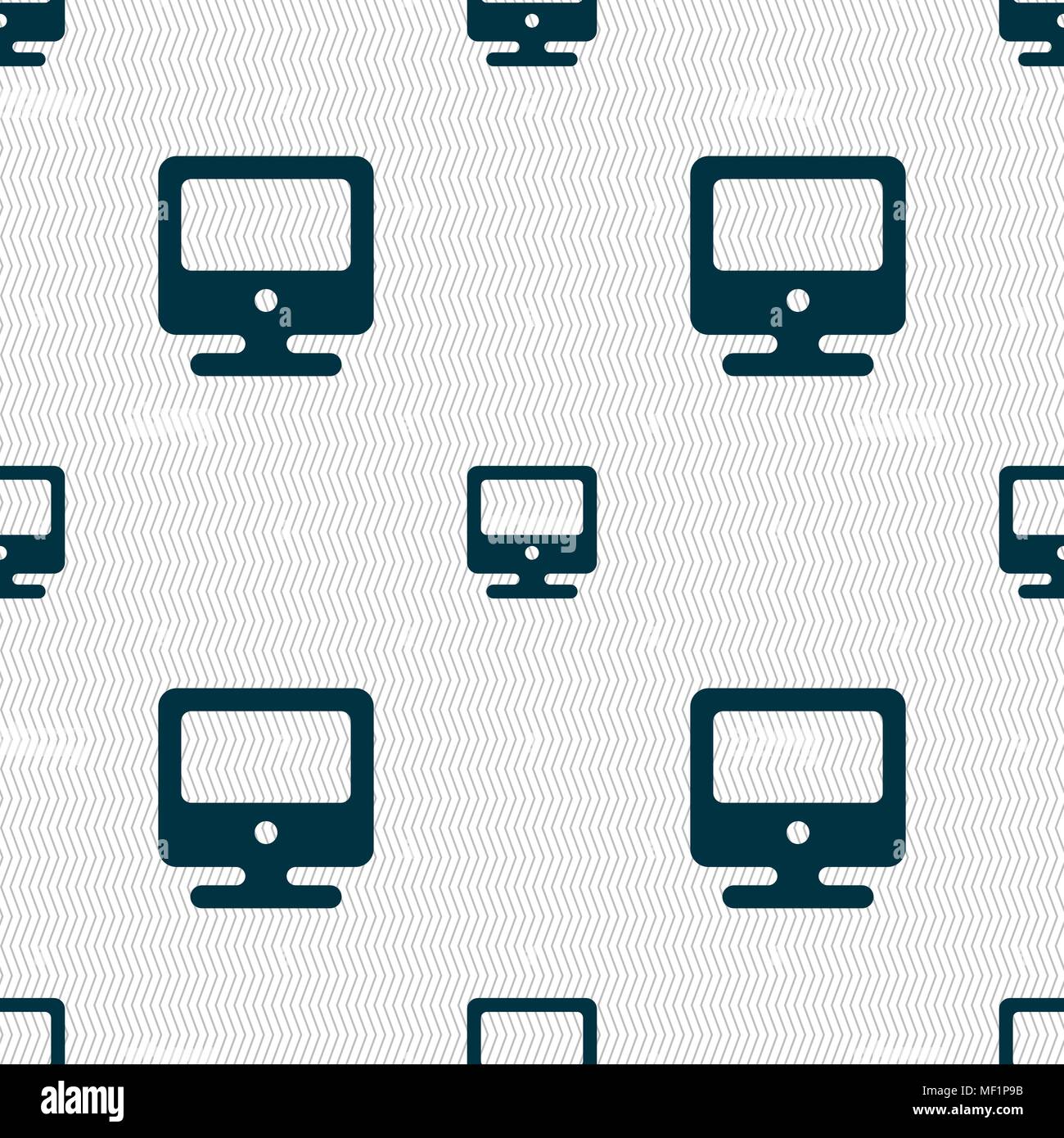 monitor icon sign. Seamless pattern with geometric texture. Vector ...
