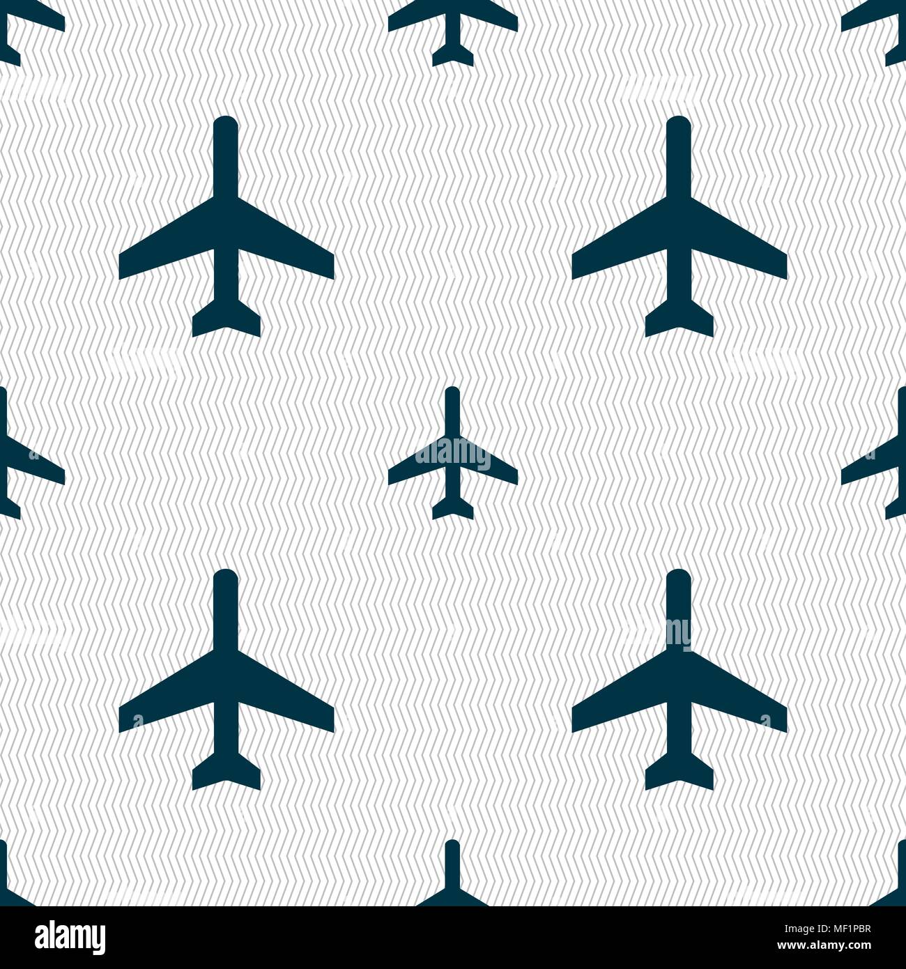 airplane icon sign. Seamless pattern with geometric texture. Vector ...