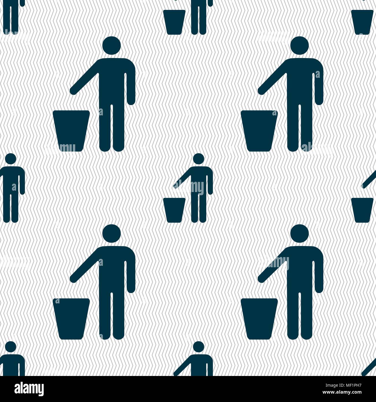 throw away the trash icon sign. Seamless pattern with geometric texture ...