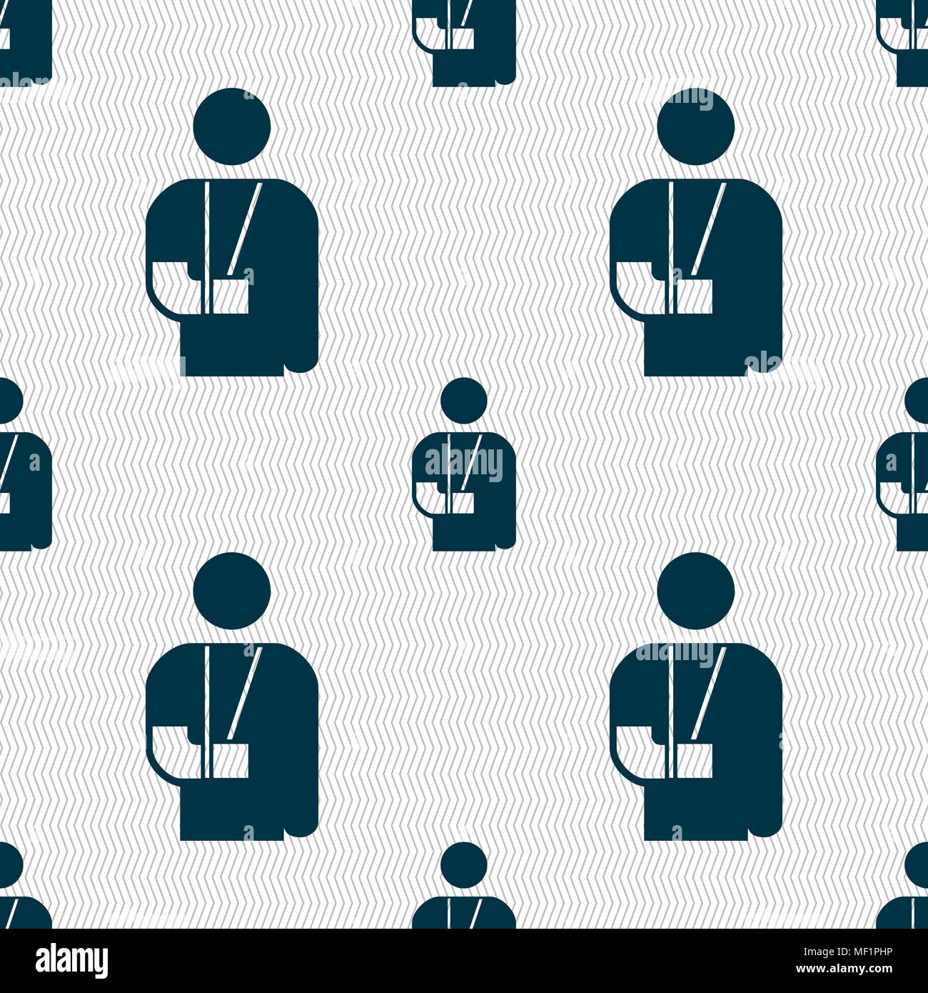broken arm, disability icon sign. Seamless pattern with geometric ...