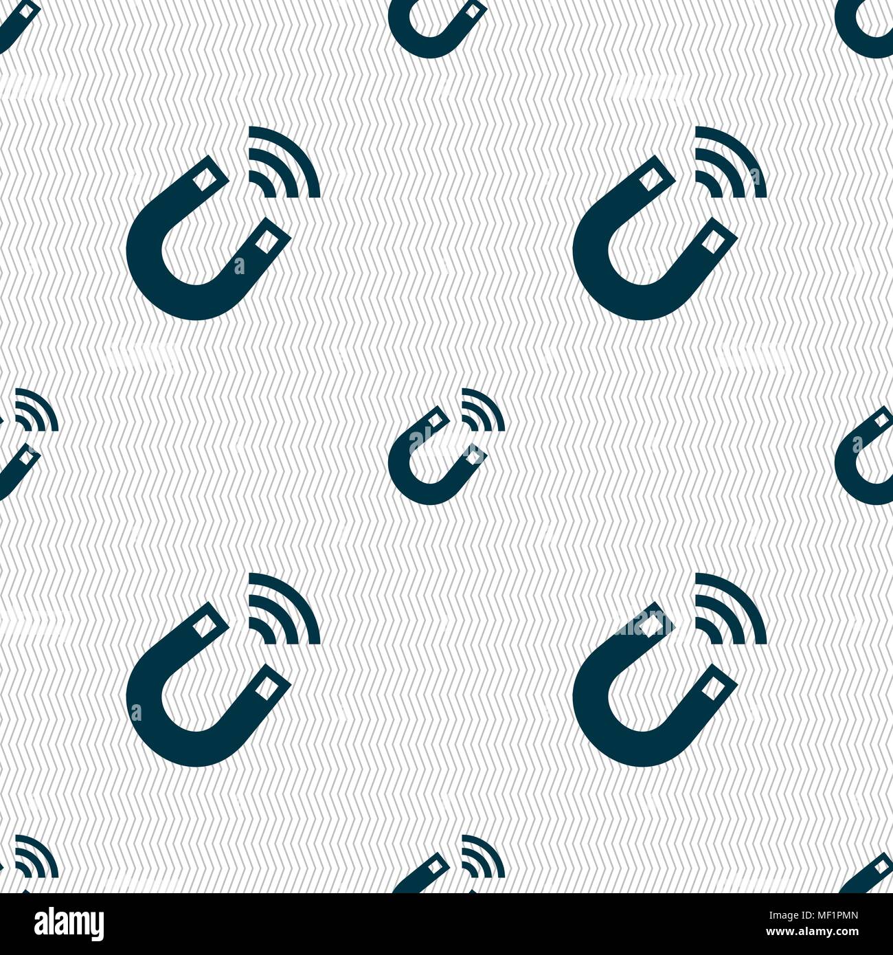 Magnet icon sign. Seamless pattern with geometric texture. Vector ...